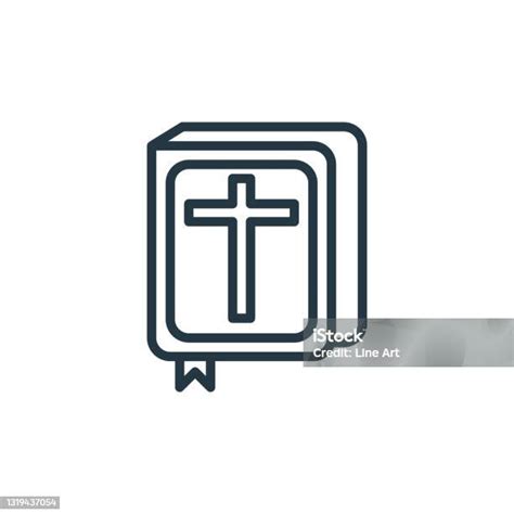 부활절 개념에서 성경 아이콘 벡터 성경 편집 가능한 스트로크의 얇은 선 그림 웹 및 모바일 앱 로고 인쇄 미디어에 사용하기위한 성경 선형 기호 0명에 대한 스톡 벡터 아트