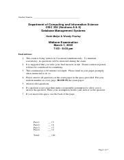 Midterm Sol Pdf Babe Number Department Of Computing And Information Science CISC 332