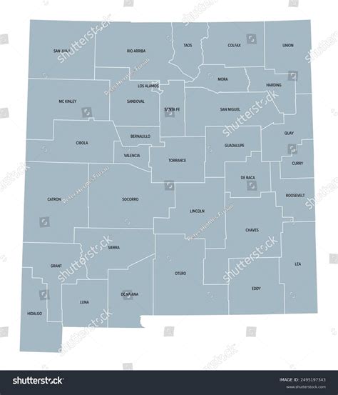 New Mexico Counties Gray Political Map Stock Vector Royalty Free