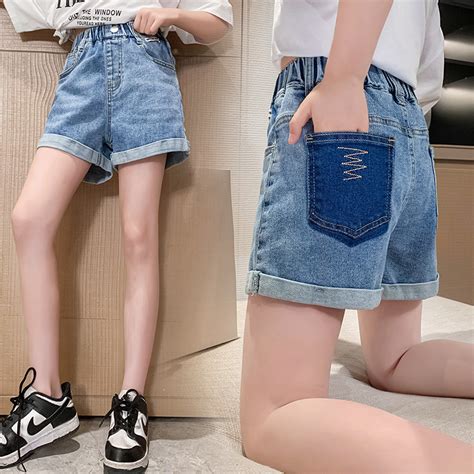 女童牛仔短裤夏季2023新款11中大童洋气贴布口袋热裤洋气外贸跨境 阿里巴巴