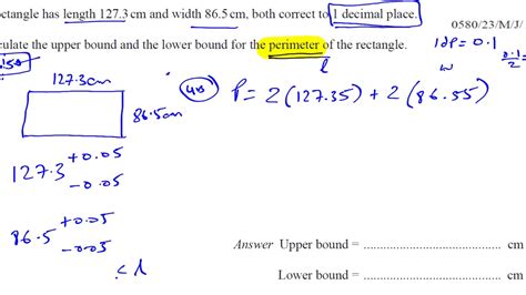 Upper And Lower Bounds Igcse Mathematics 0580 Past Papers Example