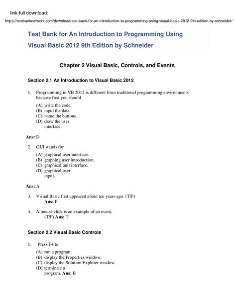 calaméo test bank for an introduction to programming using visual