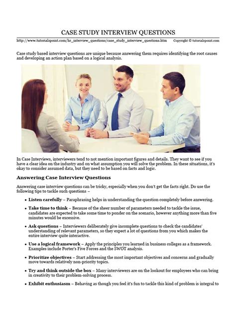Case Study Interview Questions Guide Pdf Cognitive Science Cognition