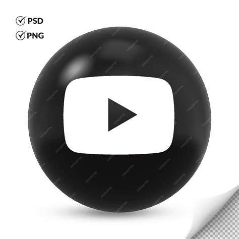 Premium Psd 3d Round Black And White Color Youtube Logo Icon