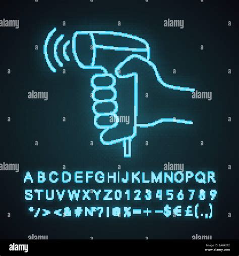 Wireless Barcode Scanning Neon Light Icon Wifi Barcode Handheld