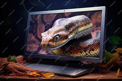 Una Serpiente Sale Del Monitor Como Símbolo Del Lenguaje De