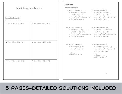 Multiplying Three Brackets Worksheet No With Solutions Teaching Resources
