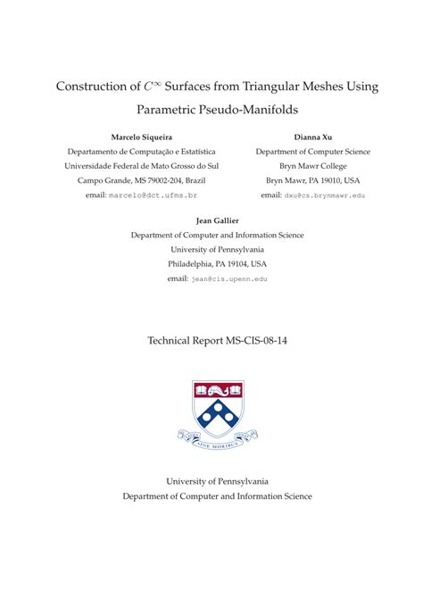 Pdf Construction Of C∞ Surfaces From Triangular Meshes Using Parametric Pseudo Manifolds
