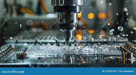 A Cnc Milling Machine Creating Injection Mold Parts In A Manufacturing Process Using Endmill