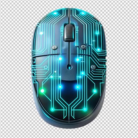 электронная схема футуристическая неоновая компьютерная мышь на прозрачном фоне Премиум Ai