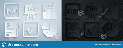 Set Square Root Graph Schedule Chart Diagram Test Or Exam Sheet And Pen Chalkboard And