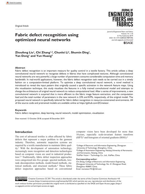 Pdf Fabric Defect Recognition Using Optimized Neural Networks