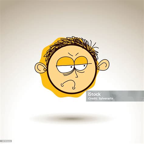 벡터 손 그린 만화 우울한 소년 웹 아바타 감정에 대한 스톡 벡터 아트 및 기타 이미지 감정 개성 개념 그리기 Istock