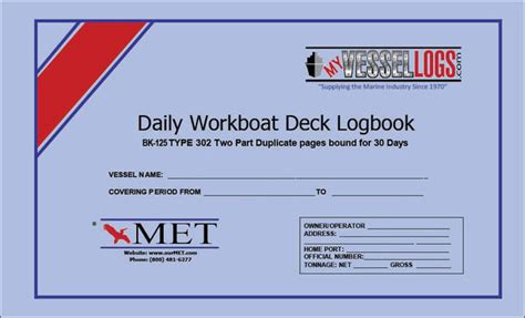 Bk 125 Daily Workboat Deck Logbook Captains Nautical Books And Charts