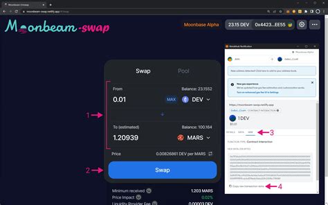 uniswap v2 swap on moonbeam from polkadot via xcm moonbeam docs