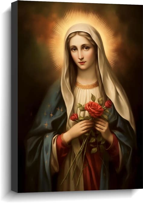 Aefer Religion Wall Art Virgin Mary Canvas Prints Wall Decor Pray Retro