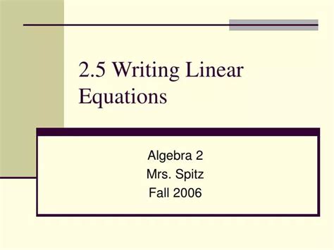 PPT 2 5 Writing Linear Equations PowerPoint Presentation Free Download ID 624551