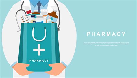 Pharmacy Background With Doctor Holding A Medicine Bag 656923 Vector