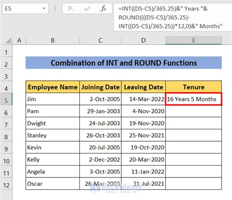 How To Calculate Tenure In Years And Months In Excel Exceldemy