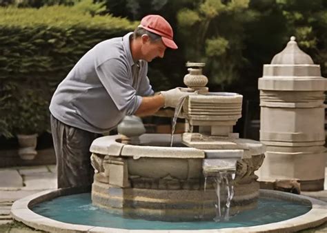 صفر تا صد آموزش نصب آبنما سنگی در محوطه باغ و استخر