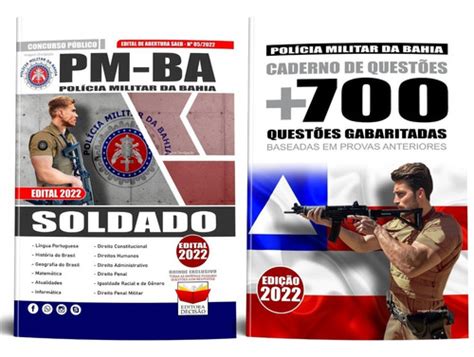 Kit Apostila Pm Ba Soldado Caderno De Questões Curso De