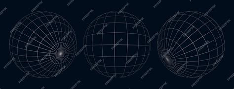 3d 글로브 그리드 와이어 네트워크 템플릿 디자인 세트 무료 벡터
