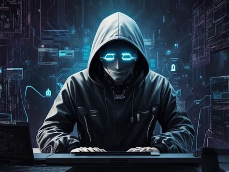 Premium Photo Hacking And Malware Concept Faceless Hacker Using Abstract Laptop With Binary