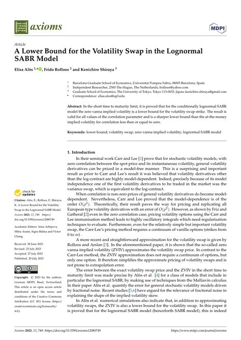 Pdf A Lower Bound For The Volatility Swap In The Lognormal Sabr Model