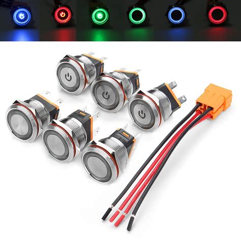 Mm Stainless Steel V V Chrome Metal LED Switch Reliability Metal Push Button Switch In