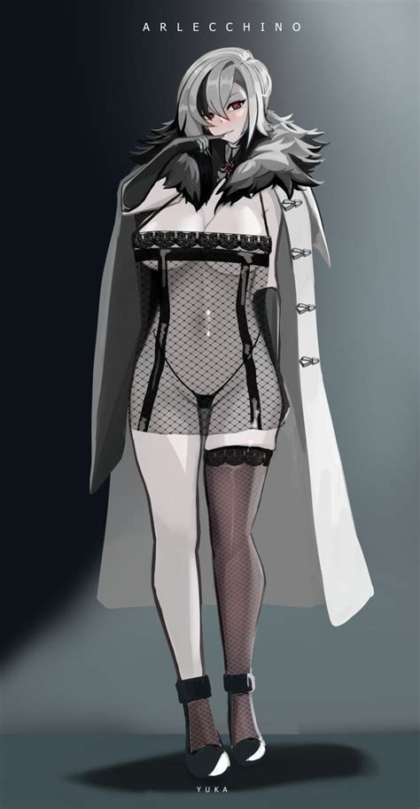 Yuka 1503 Genshin Impact Arlecchino Bikini Fishnets Swimsuits