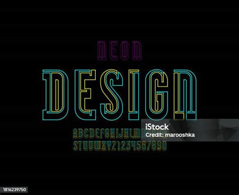 알파벳 네온 글꼴 Az의 문자와 09의 숫자 벡터 일러스트 레이 션 10eps 로고에 대한 스톡 벡터 아트 및 기타 이미지 로고 알파벳 O 3 Istock