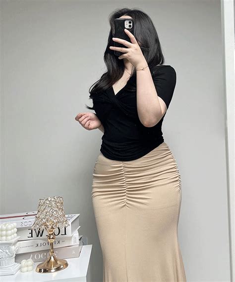 44 55 66 77 골반보정 셔링 머메이드 롱 스커트 몸매보정 최고 사계절용 스커트 에이블리