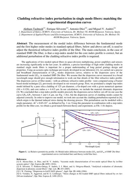 Pdf Cladding Refractive Index Perturbation In Single Mode Fibers