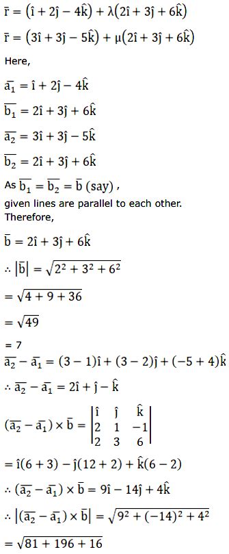 find the shortest distance between the lines l1 and l2 whose vector