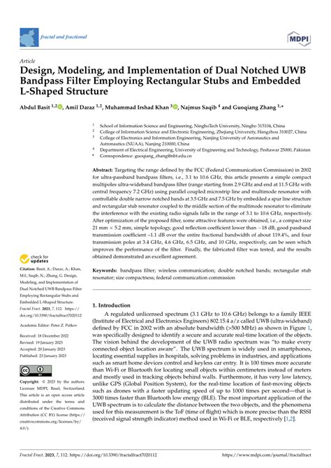 Pdf Design Modeling And Implementation Of Dual Notched Uwb Bandpass Filter Employing