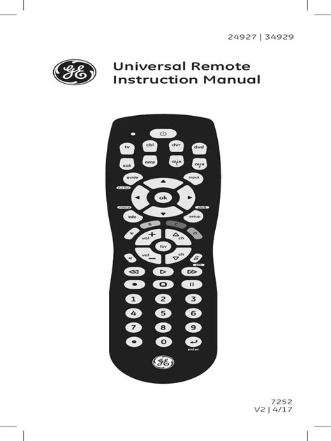 Ge 34929 Universal Remote Setup Guide Pdf Menu Computing Remote
