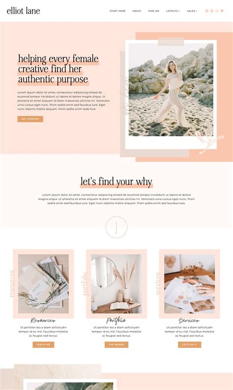Elliot Wordpress Theme Pix And Hue Website Design Layout Feminine Wordpress Theme Web Design