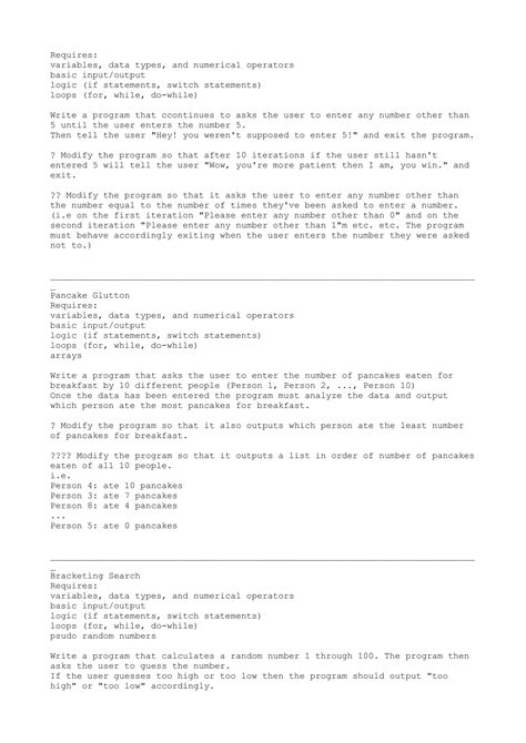 C Programming Exercise Pdf