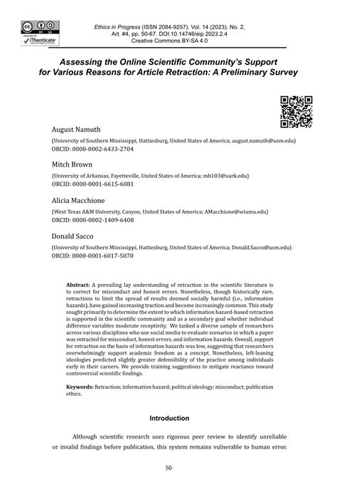Pdf Assessing The Online Scientific Communitys Support For Various Reasons For Article