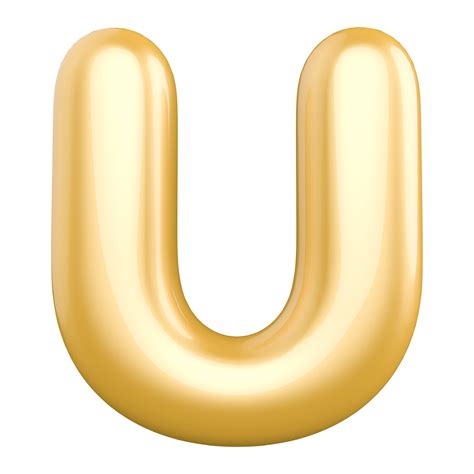 Gold Bubble Letter U Font 3d Render 36306426 Png