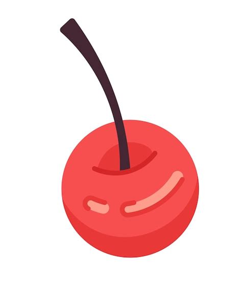 맛있는 체리 과일 세미 플랫 컬러 벡터 개체 디저트 장식 수분이 많은 과일 흰색 배경에 편집 가능한 만화 클립 아트 아이콘 웹 그래픽 디자인을 위한 간단한 지점 그림