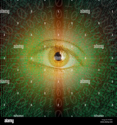 Conceptual Background Image Of Binary Code And Abstract Lights Of Internet And Security Stock