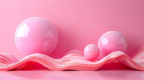 Premium Photo Pink 3d Geometry Object Wave And Circle Background