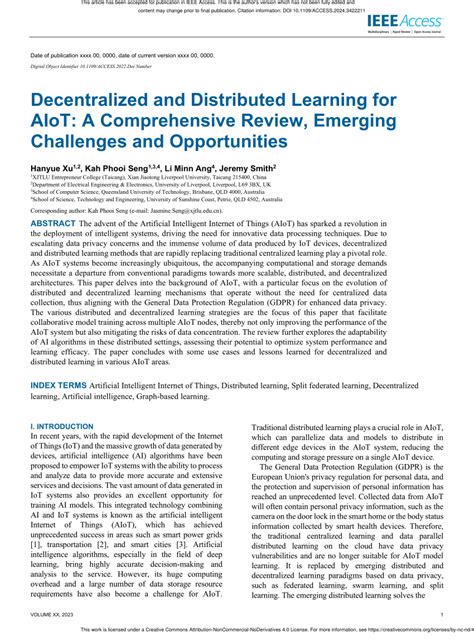 Pdf Decentralized And Distributed Learning For Aiot A Comprehensive
