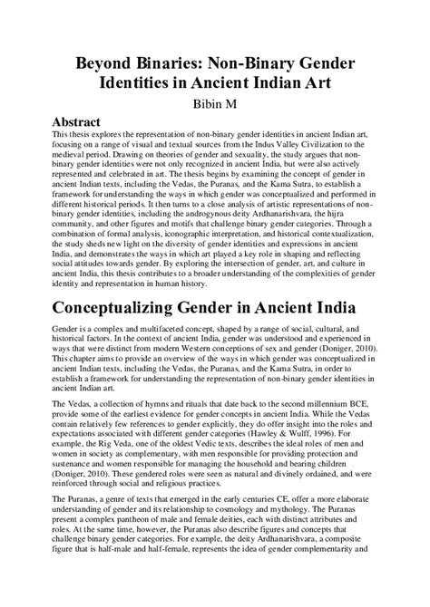 Pdf Beyond Binaries Non Binary Gender Identities In Ancient Indian Art
