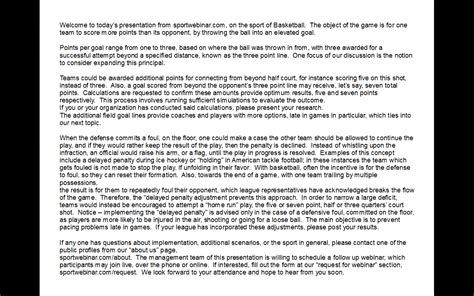 Basketball Script For One Team Goals