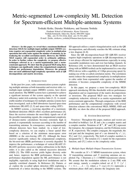 Pdf Metric Segmented Low Complexity Ml Detection For Spectrum Efficient Multiple Antenna Systems