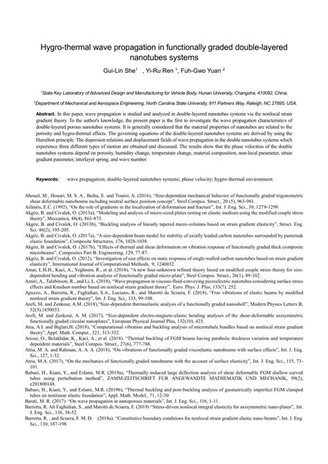 Pdf Hygro Thermal Wave Propagation In Functionally Graded Double