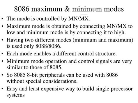 PPT 8086 Maximum Minimum Modes PowerPoint Presentation Free