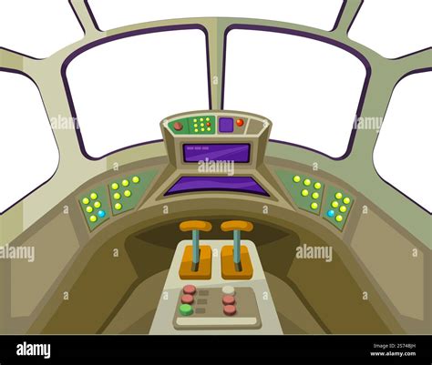 Space Ship Control Panel Spacecraft Interior Background Vector Illustration Space Ship